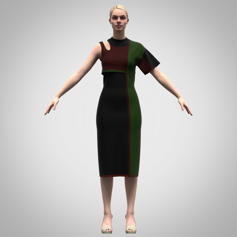 Women’s Dress Cut-and-Sew 3D Clothing – Editable Fashion Garment for ...